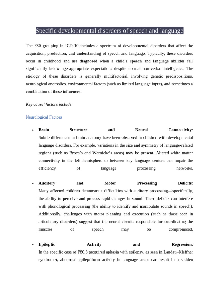 Children With Speech Learning Disabilities | PDF | Speech | Human ...