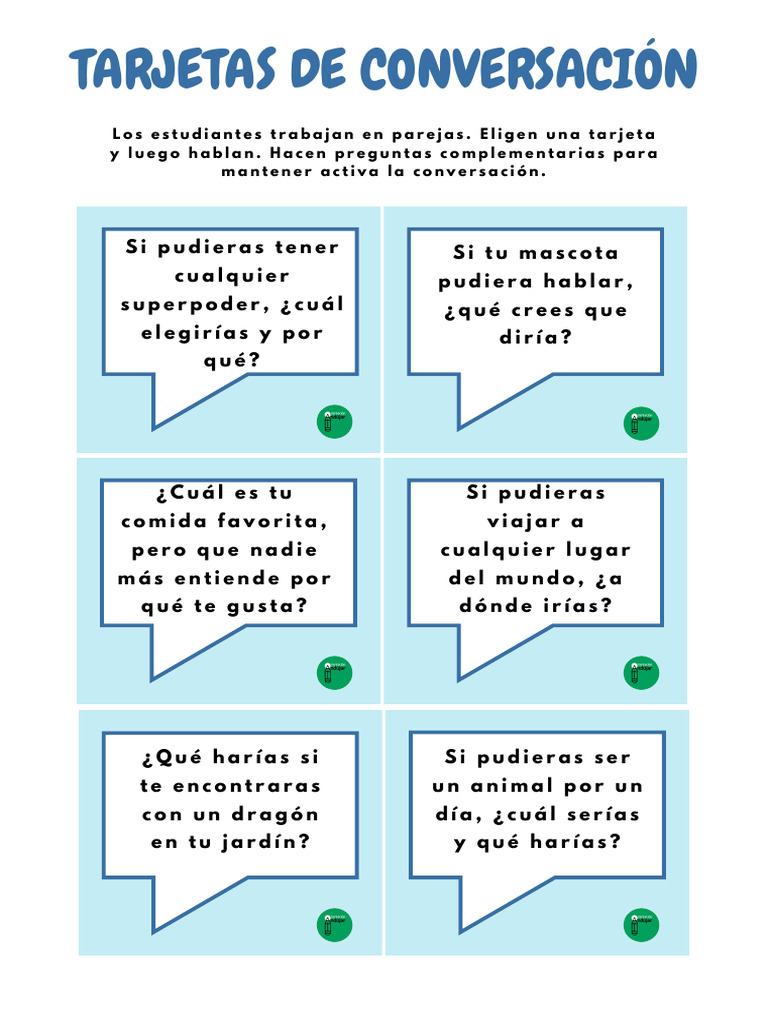 Tarjetas de Conversación Interactivas | PDF