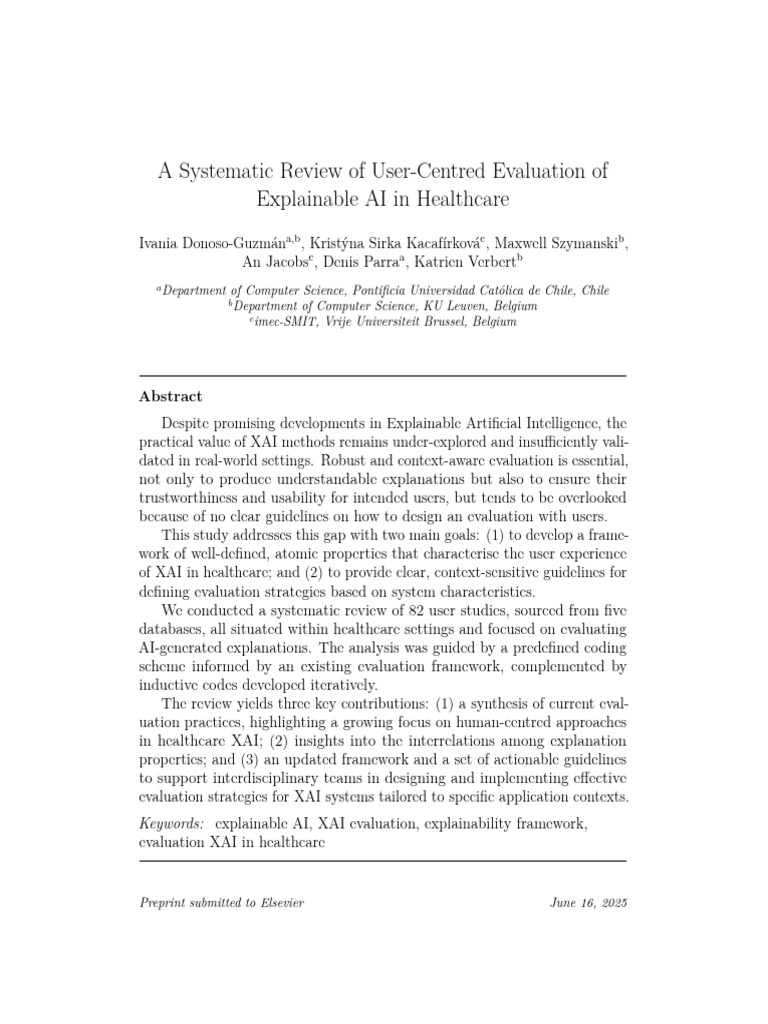 A Systematic Review of User-Centred Evaluation of Explainable AI in Healthcare - EN | PDF ...