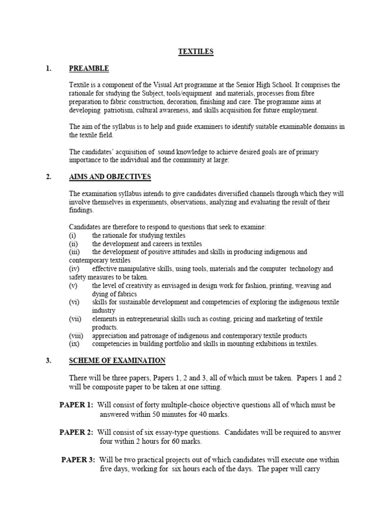 Textile Education Syllabus Overview | PDF | Loom | Textiles