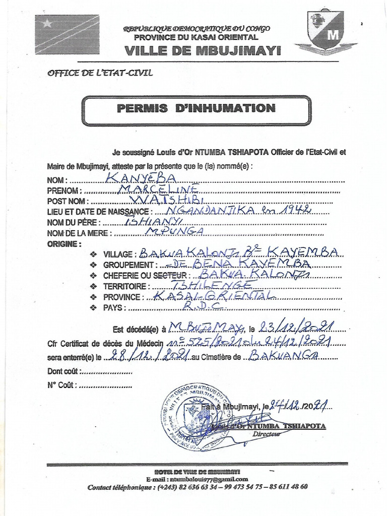 Permis D'inhumation | PDF