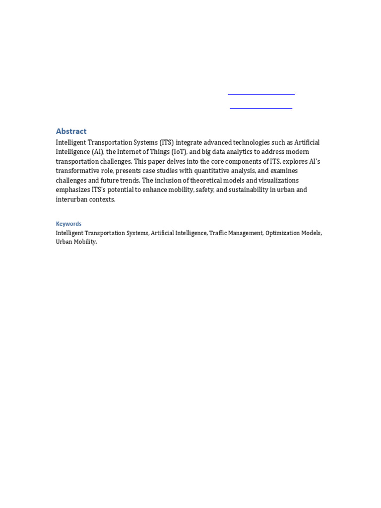 Intelligent Transportation Systems Paper With Graph and Equations | PDF ...