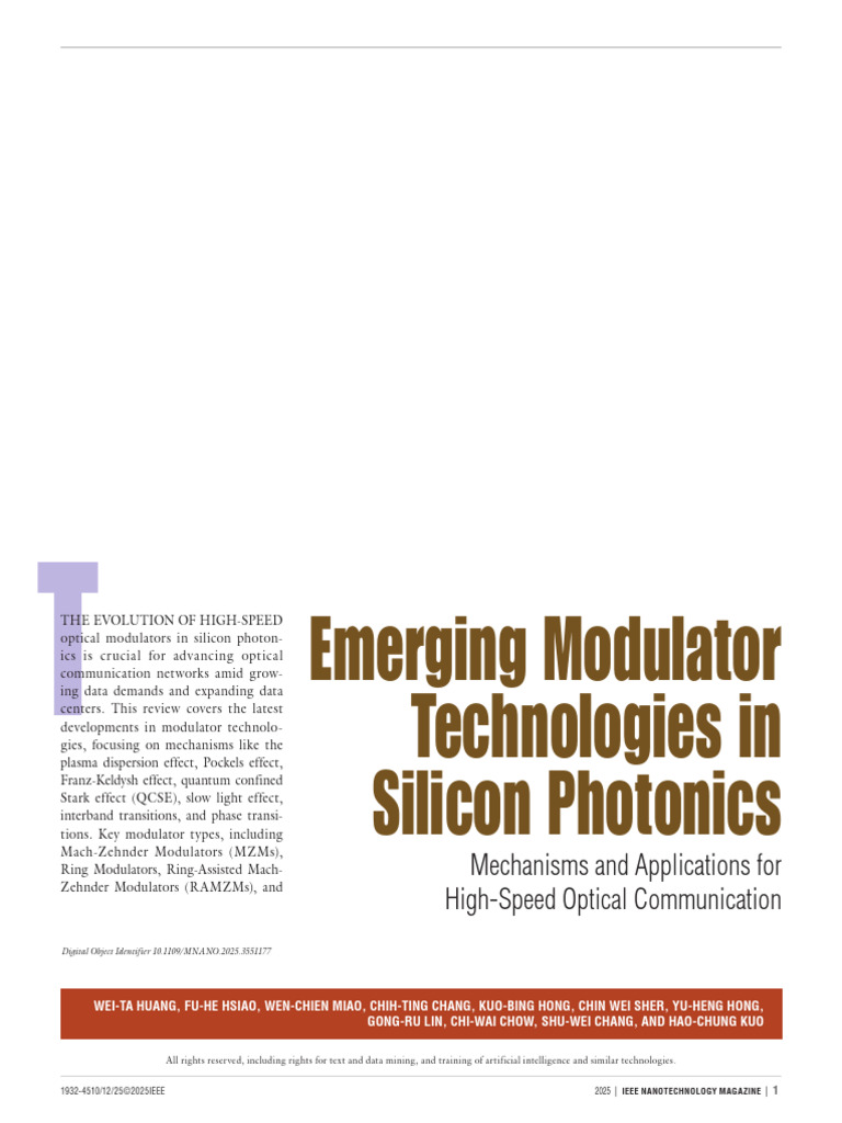 Emerging Modulator Technologies in Silicon Photonics | PDF | Photonics ...