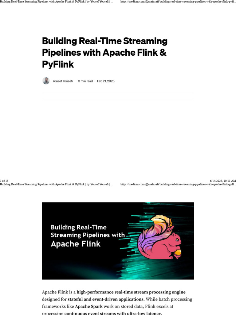Building Real-Time Streaming Pipelines With Apache Flink & PyFlink - by Yousef Yousefi - Medium ...
