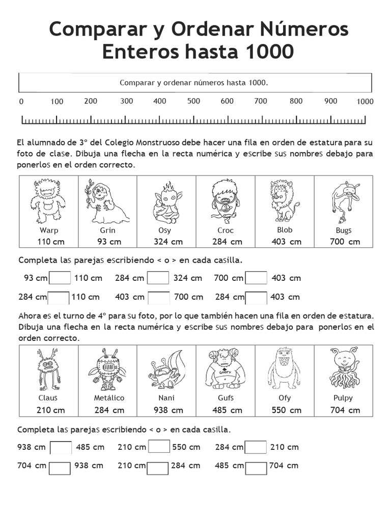 2°-GUÍA CASA Comparar-Y-Ordenar-Numeros-Enteros-Hasta-1000 | PDF