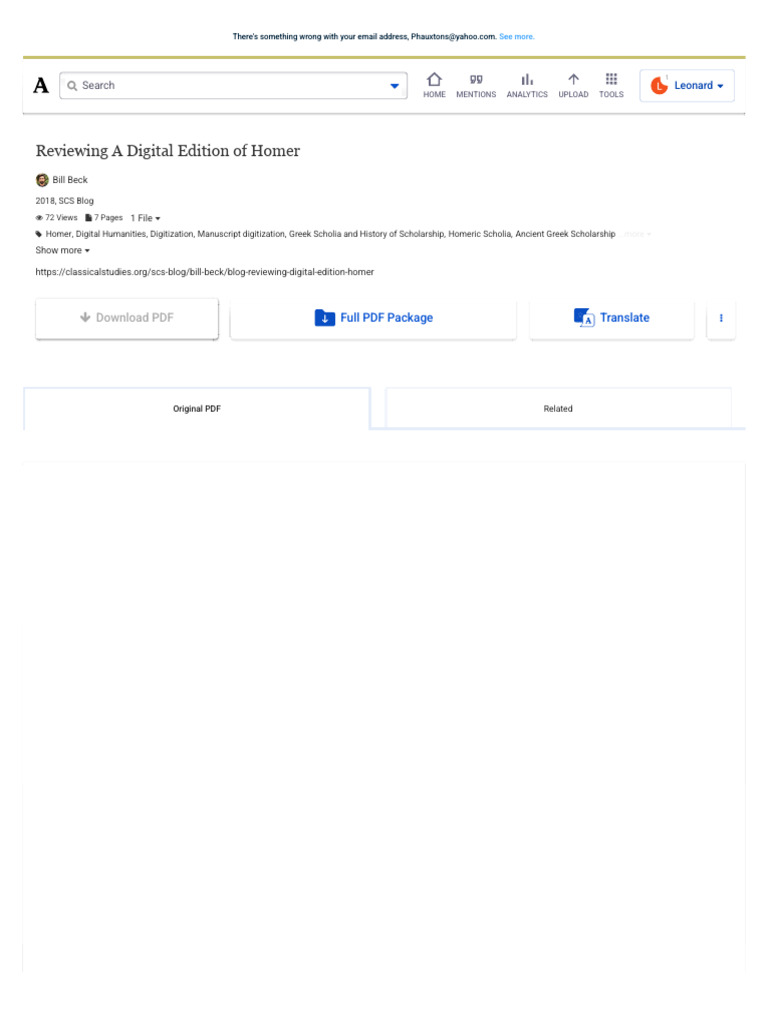 Reviewing A Digital Edition of Homer | PDF | Homer