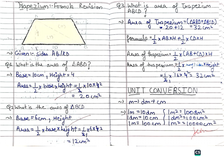 Trapezium Formula Revision | PDF