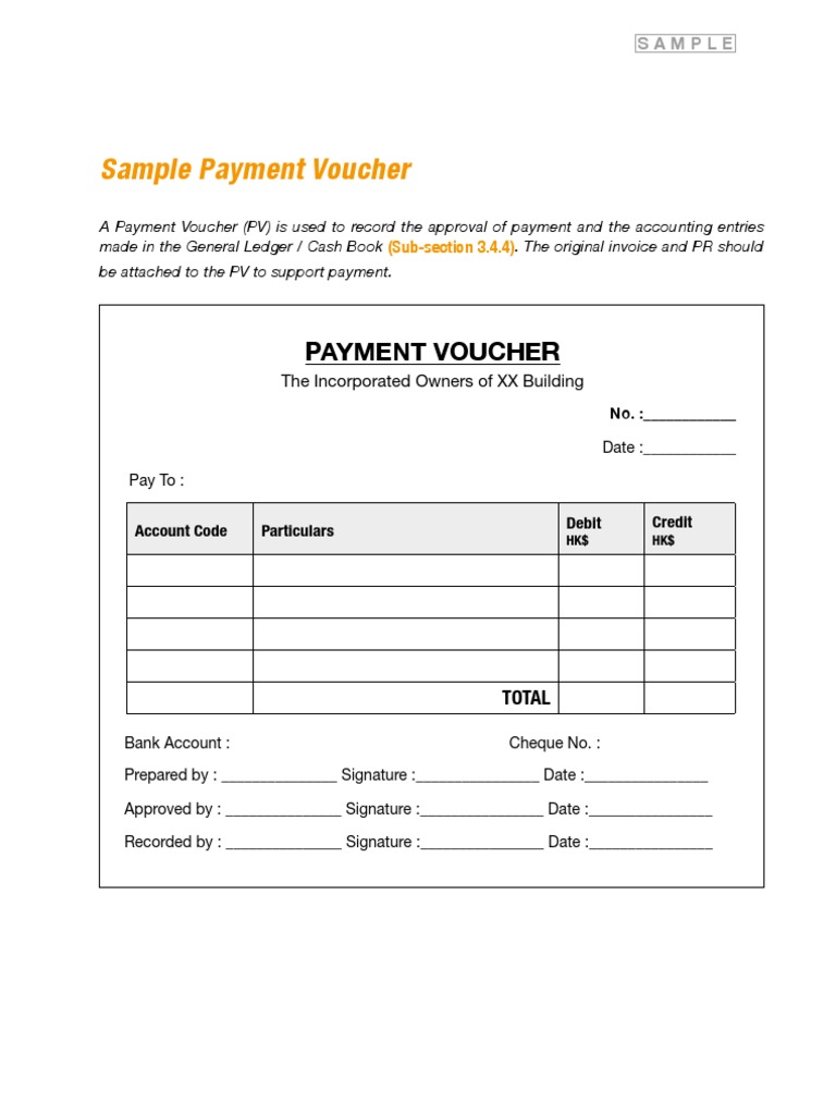 Sample Payment Voucher Template | PDF