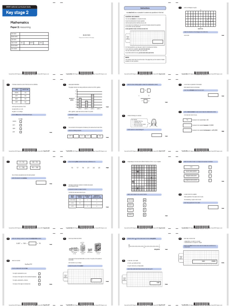 KS2 Maths SATs 2024: Reasoning Paper | PDF | Copyright | License