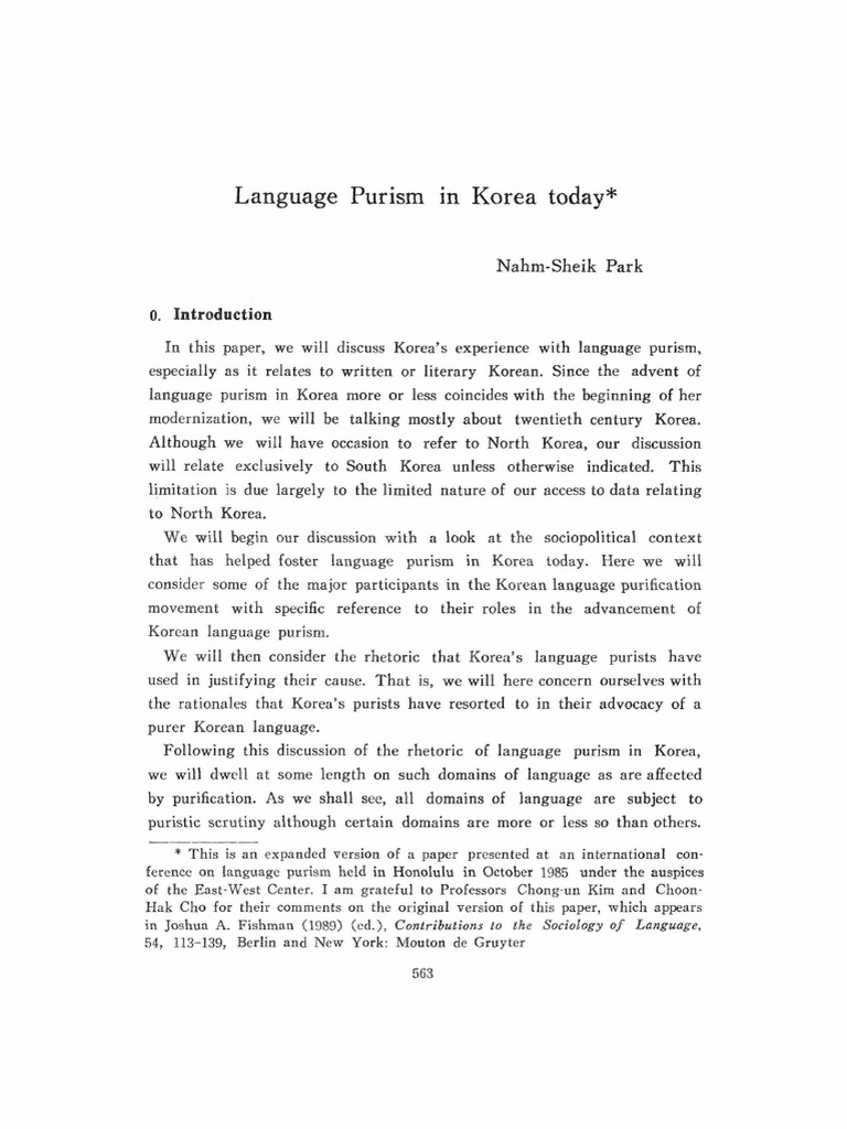 Language Purism in Modern Korea | PDF | Korean Language | Word