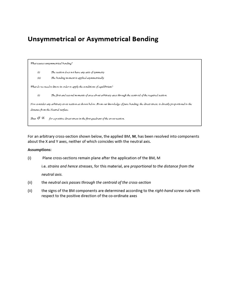 Topic 3 Assymmetrical Bending | PDF | Bending | Stress (Mechanics)
