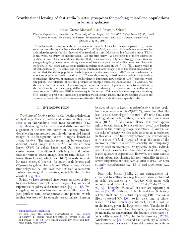 Gravitational Lensing of Fast Radio Bursts | PDF | Astronomical Objects ...