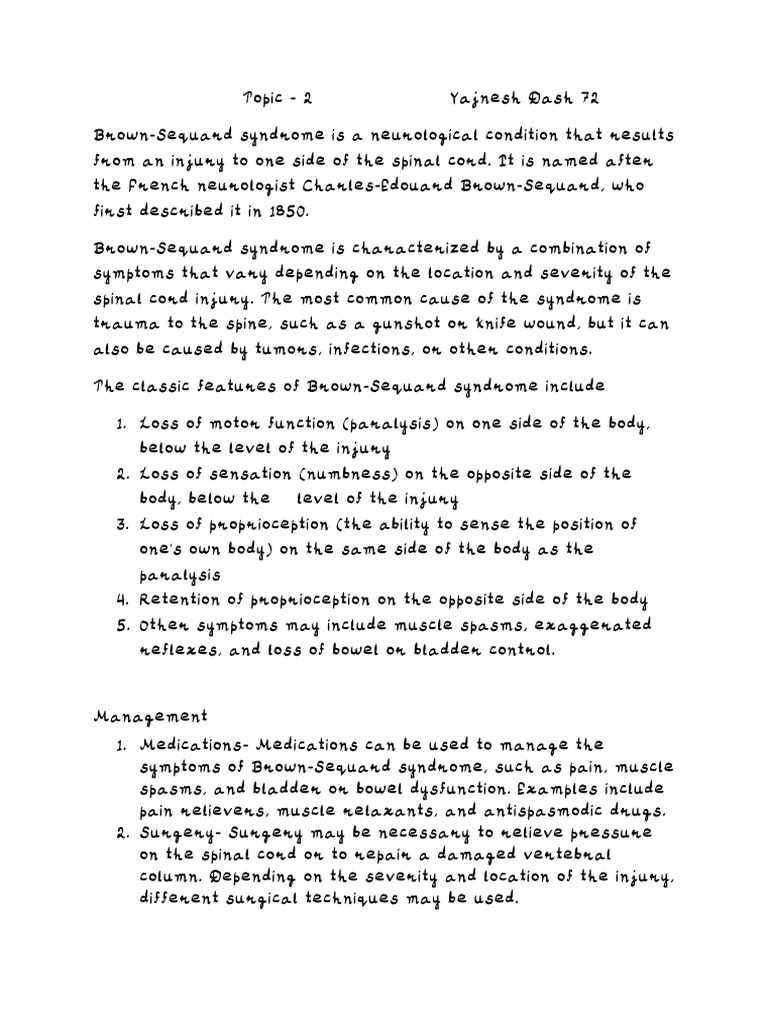 Topic-2 Neuro Surgery | PDF | Spinal Cord Injury | Physical Therapy