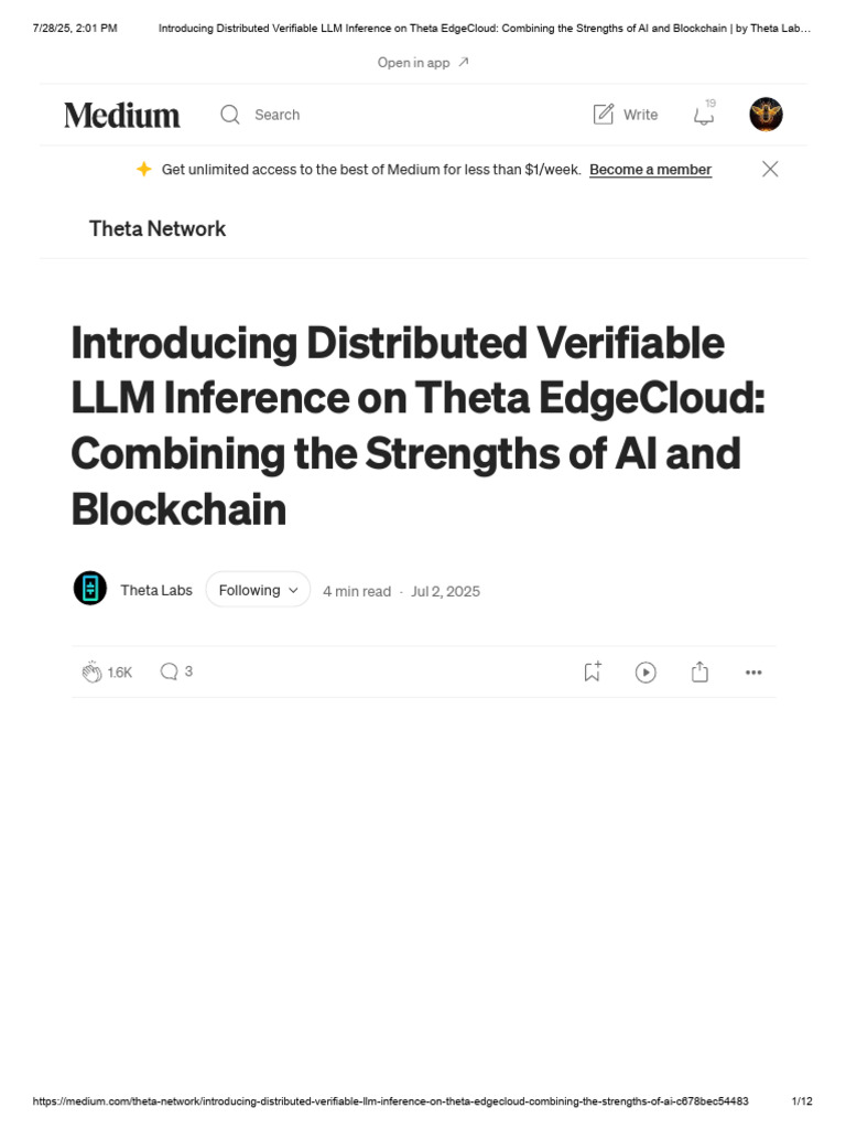 Introducing Distributed Verifiable LLM Inference On Theta Edgecloud ...