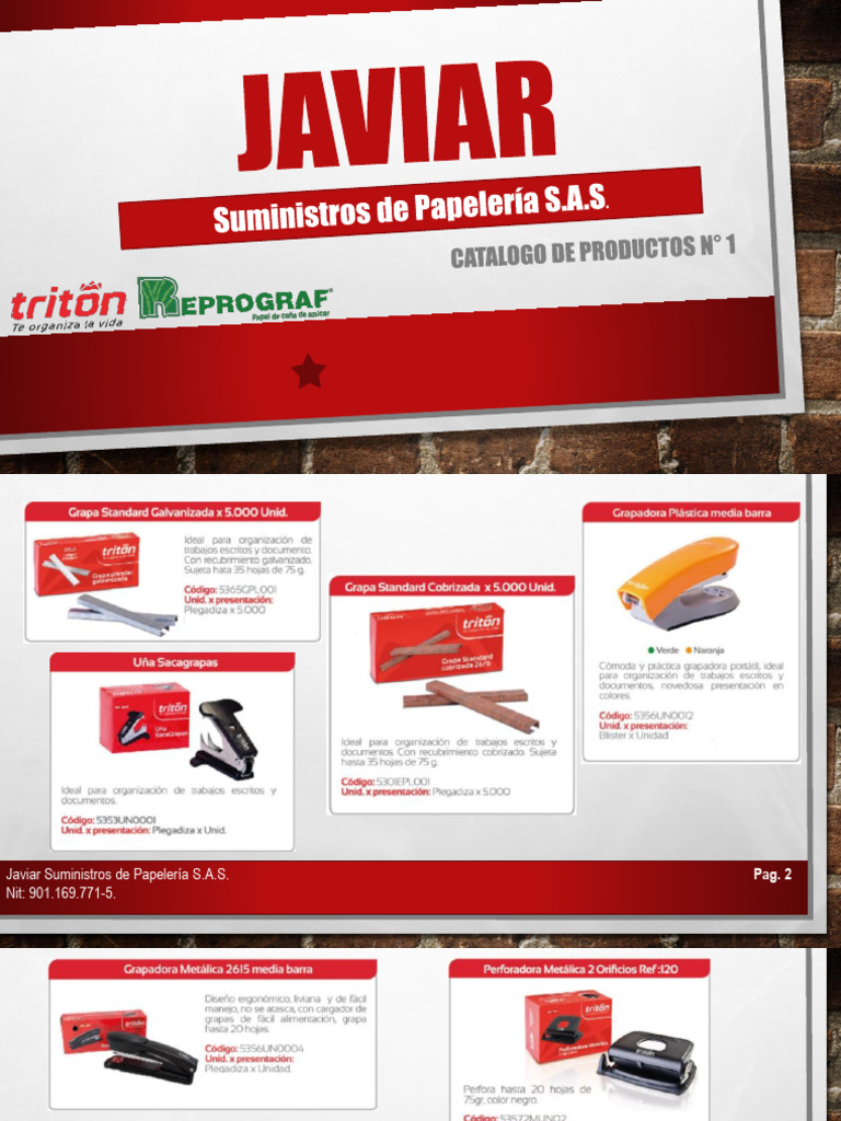 CATALOGO DE PRODUCTOS JAVIAR SAS No 1 | PDF