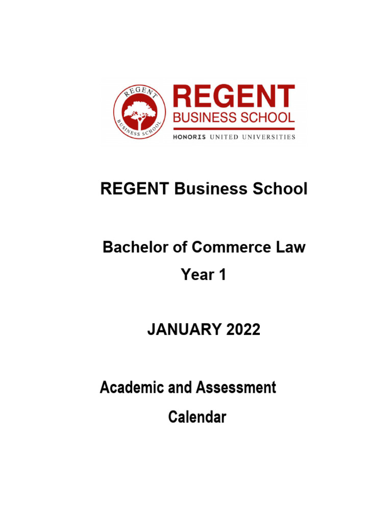 BCom Law Year 1 Academic Calendar 2022 | PDF | Balance Sheet | Debits ...