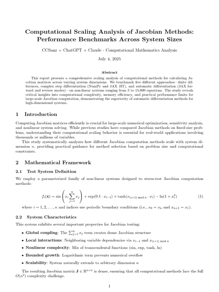 Computational Scaling Analysis of Jacobian Methods - Performance Benchmarks Across System Sizes ...