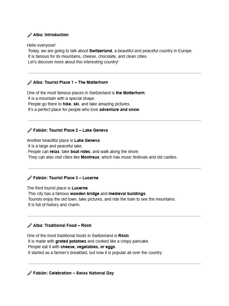 Oral Presentation - Switzerland | PDF | Switzerland | Foods