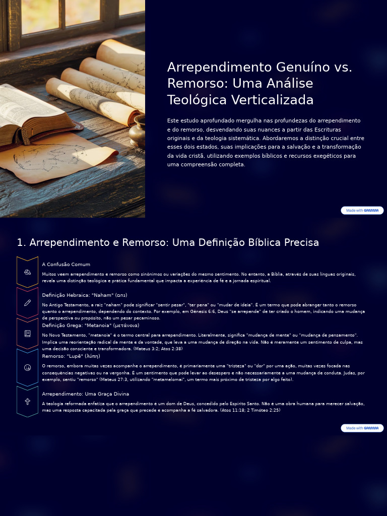 Arrependimento Genuíno e Remorso Bíblico | PDF | Pecado | Jesus