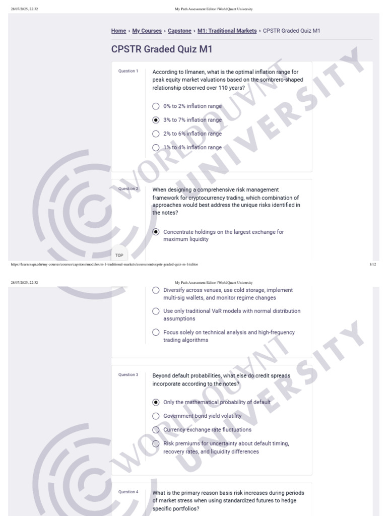 My Path Assessment Editor - WorldQuant University11 | PDF | Financial Risk | Bonds (Finance)