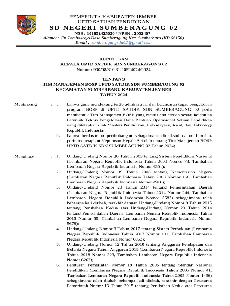Uptd Satdik SDN Sumberagung 02 | PDF