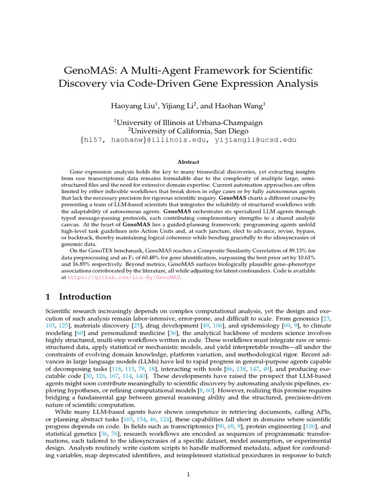 Genomas: A Multi-Agent Framework For Scientific Discovery Via Code-Driven Gene Expression ...