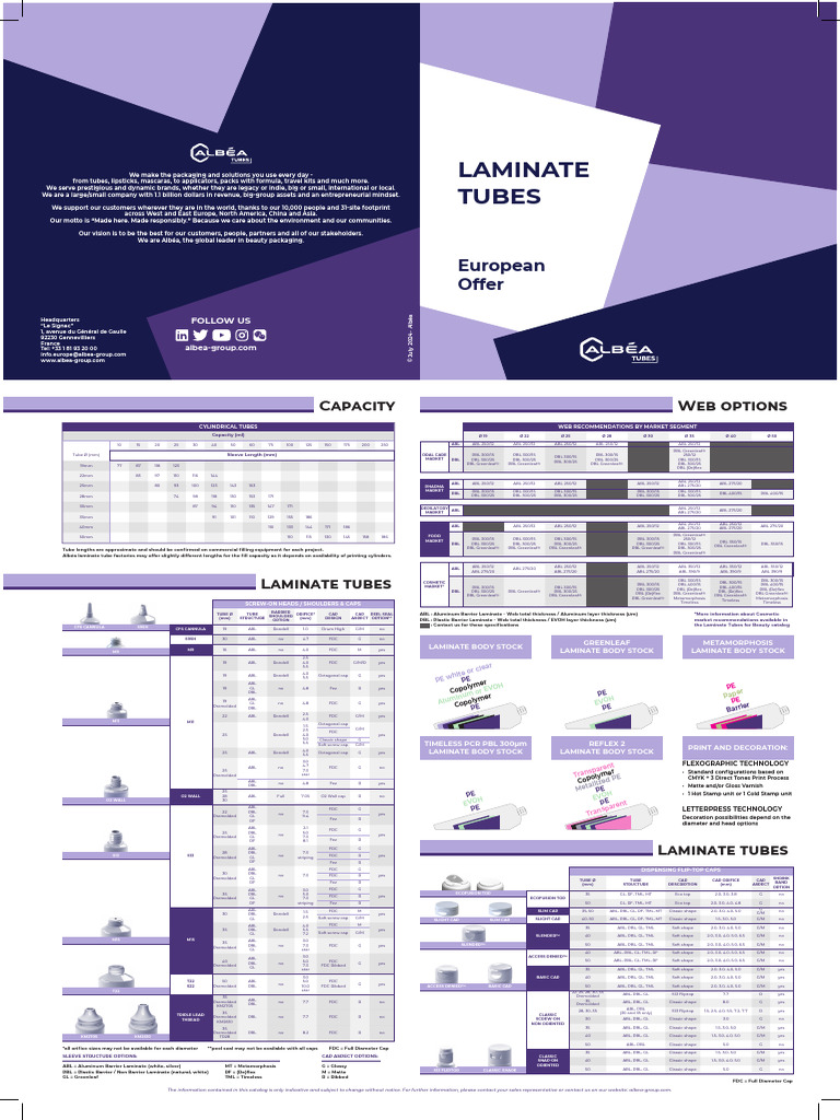Eu Laminate Tubes Catalog | PDF