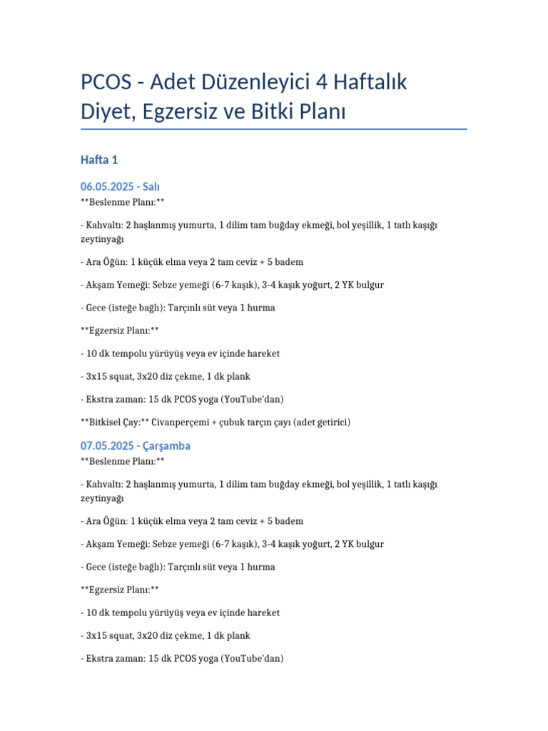 PCOS Adet Destek Plani | PDF