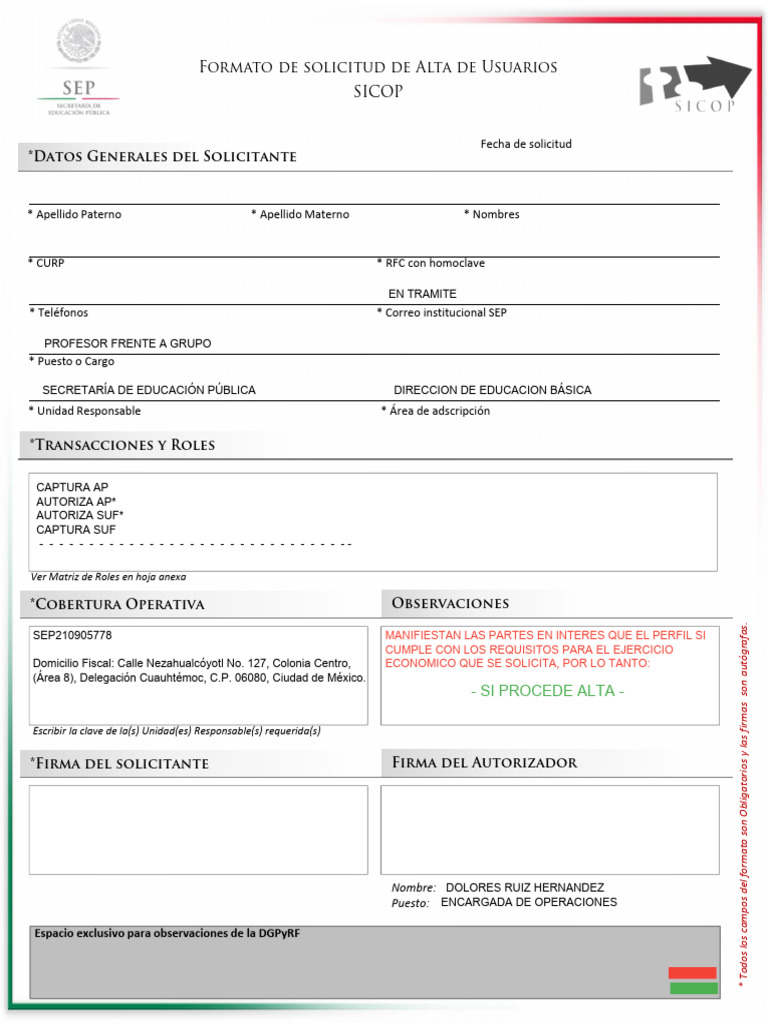 Formato de Solicitud SICOP | PDF