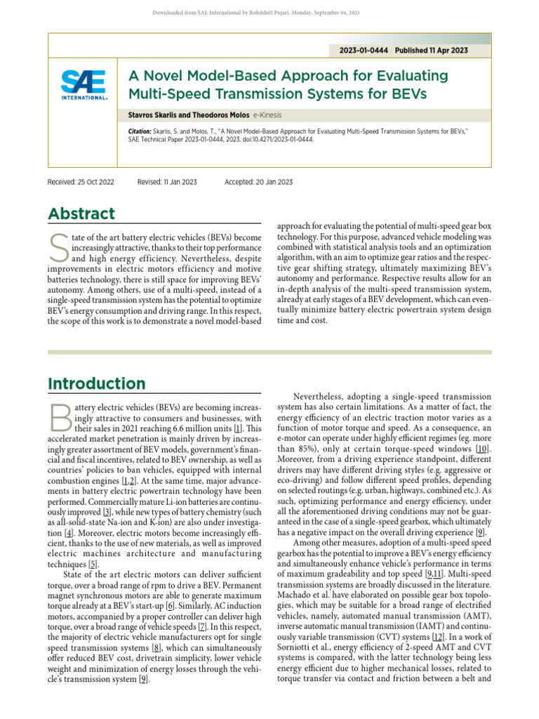 A Novel Model-Based Approach For Evaluating | PDF | Electric Vehicle | Sensitivity Analysis
