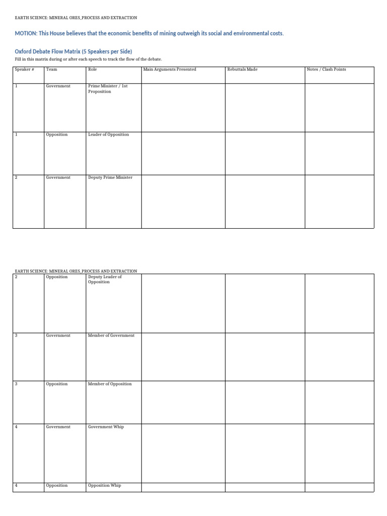 Mining Debate Flow Matrix Guide | PDF