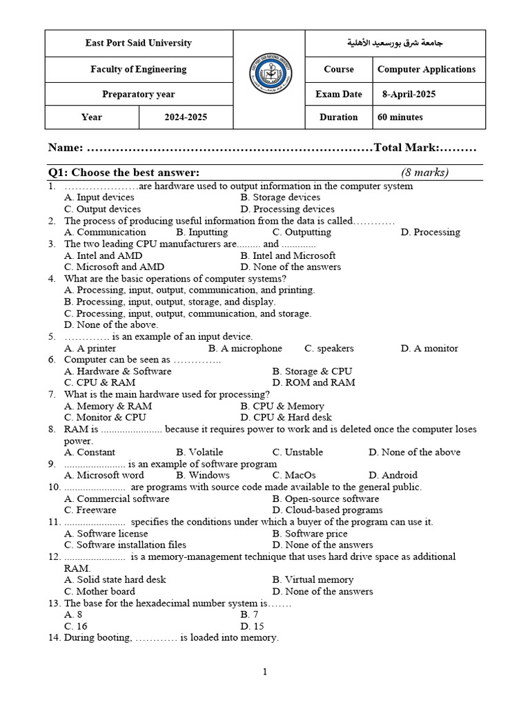 Midterm 2025 | PDF | Operating System | Input/Output