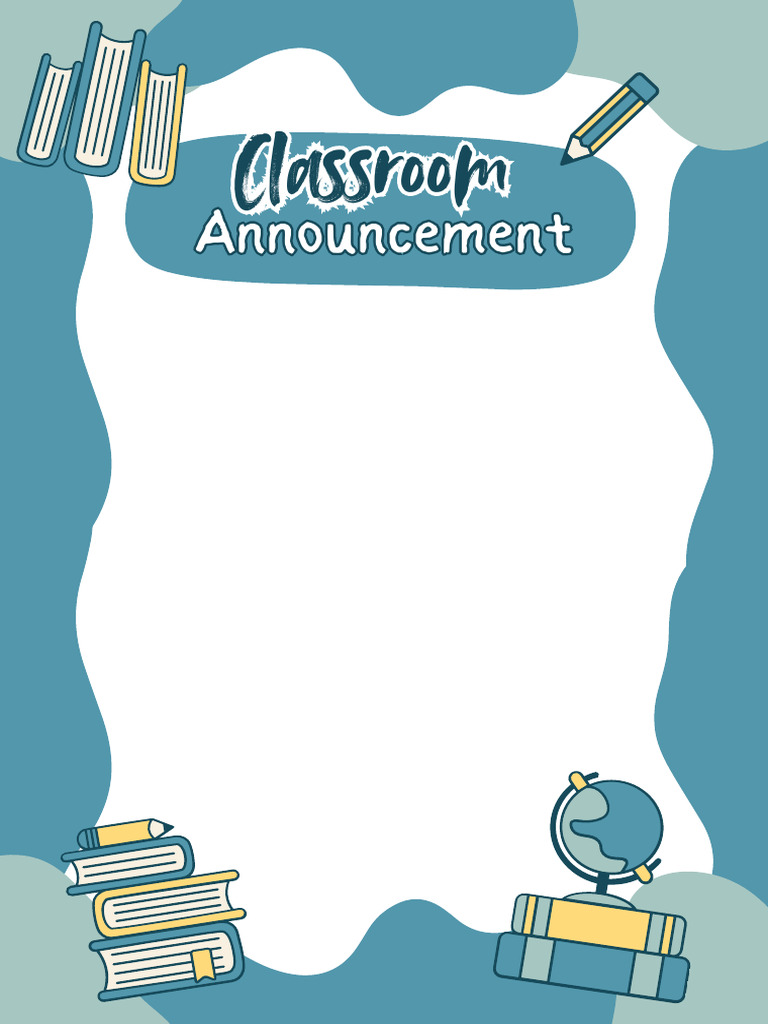 White Blue Cute Illustrative Classroom Announcement Poster | PDF