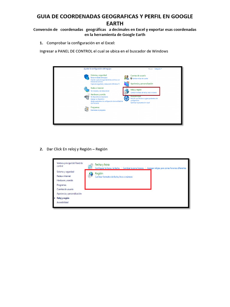 Guia de Coordenadas y Perfil en Google Earth | PDF | Microsoft Excel ...
