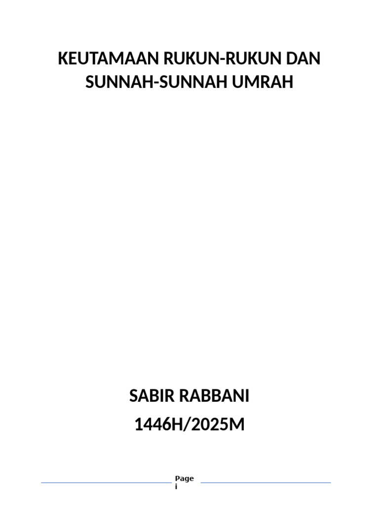 Keutamaan Rukun-Rukun Umroh | PDF