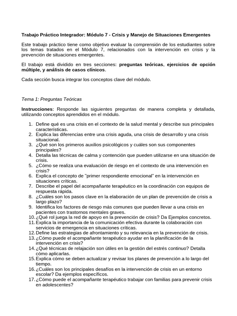 Manejo de Crisis y Prevención en Salud Mental | PDF | Salud mental ...