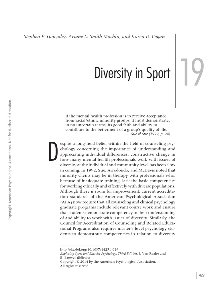 Enhancing Diversity in Sport Psychology | PDF | Psychology | Sexual ...