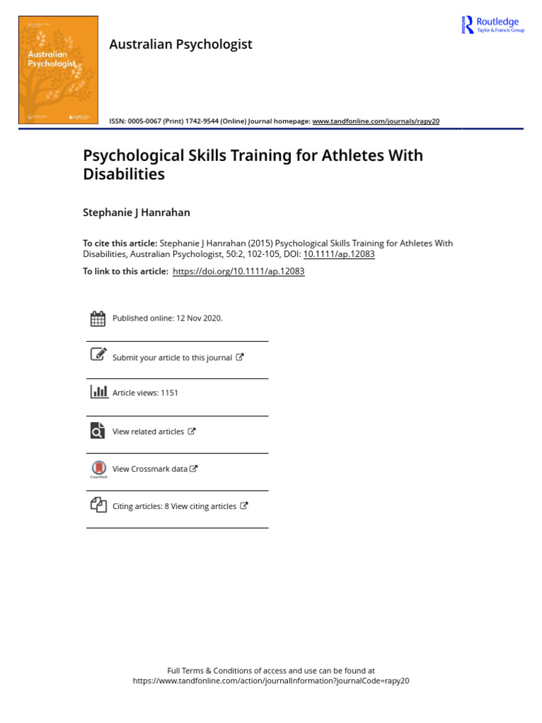 Psychological Skills for Disabled Athletes | PDF | Disability | Prosthesis