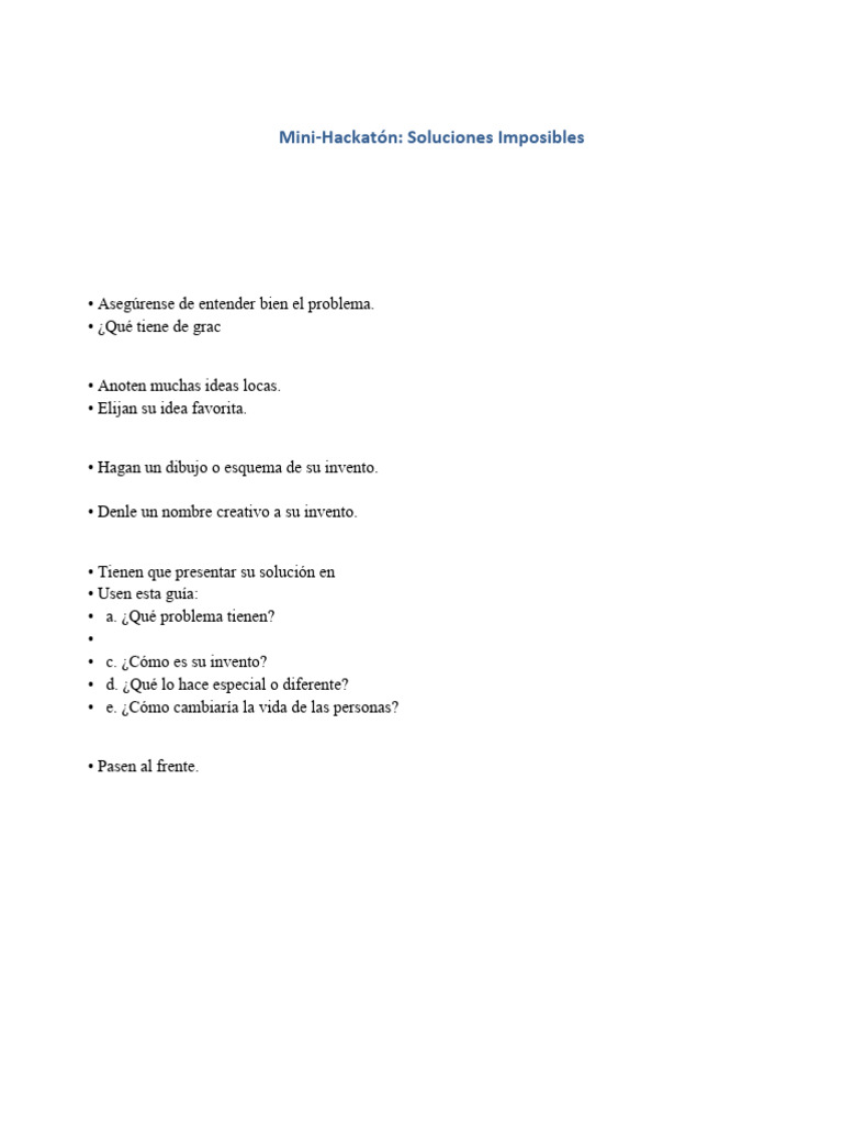 Mini Hackaton Soluciones Imposibles | PDF