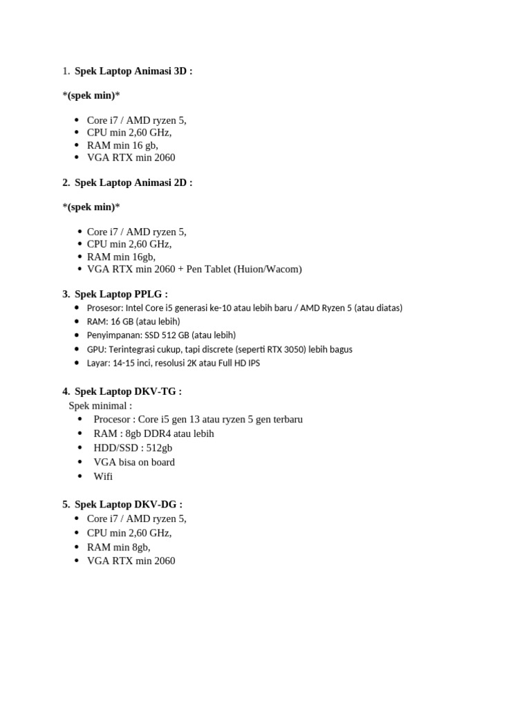 Spek Laptop | PDF