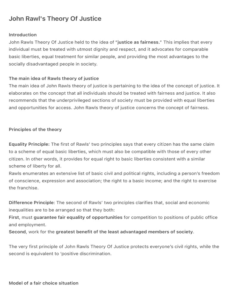 John Rawl's Theory of Justice | PDF | John Rawls | Justice