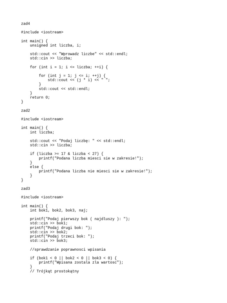 1 - CPP Zadania Podstawowe 1 | PDF