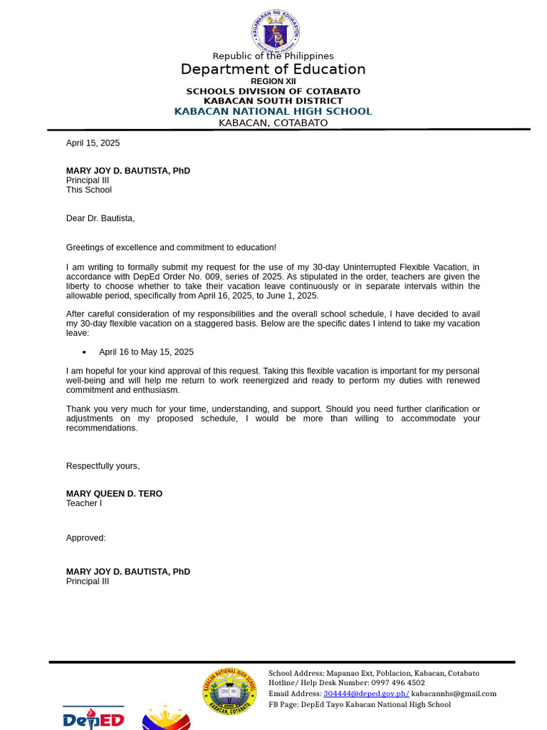 Vacation Leave Request Approval | PDF