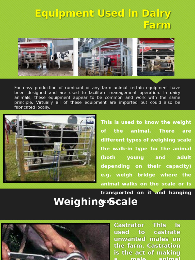 Essential Equipment for Dairy Farming | PDF