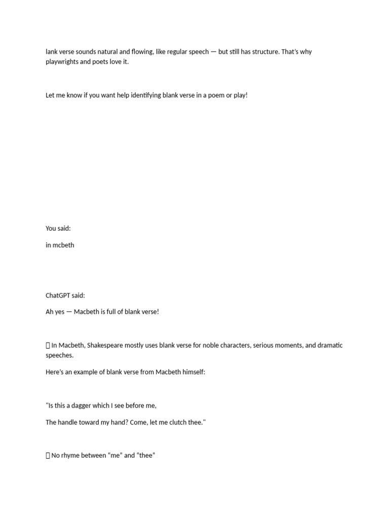 Analyzing Blank Verse in Macbeth | PDF | Macbeth | William Shakespeare