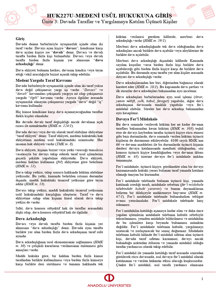 MedeniUsul HUK227U Unit3 | PDF