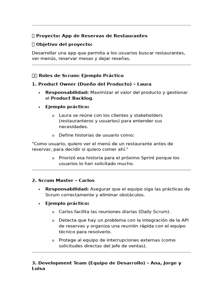 Ejemplo de Scrum en App de Restaurantes | PDF | Scrum (desarrollo de ...