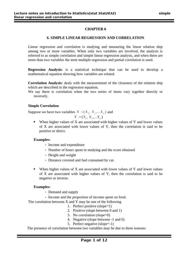 Chapter-6-Simple Linear Regression & Correlation | PDF | Linear Regression | Coefficient Of ...