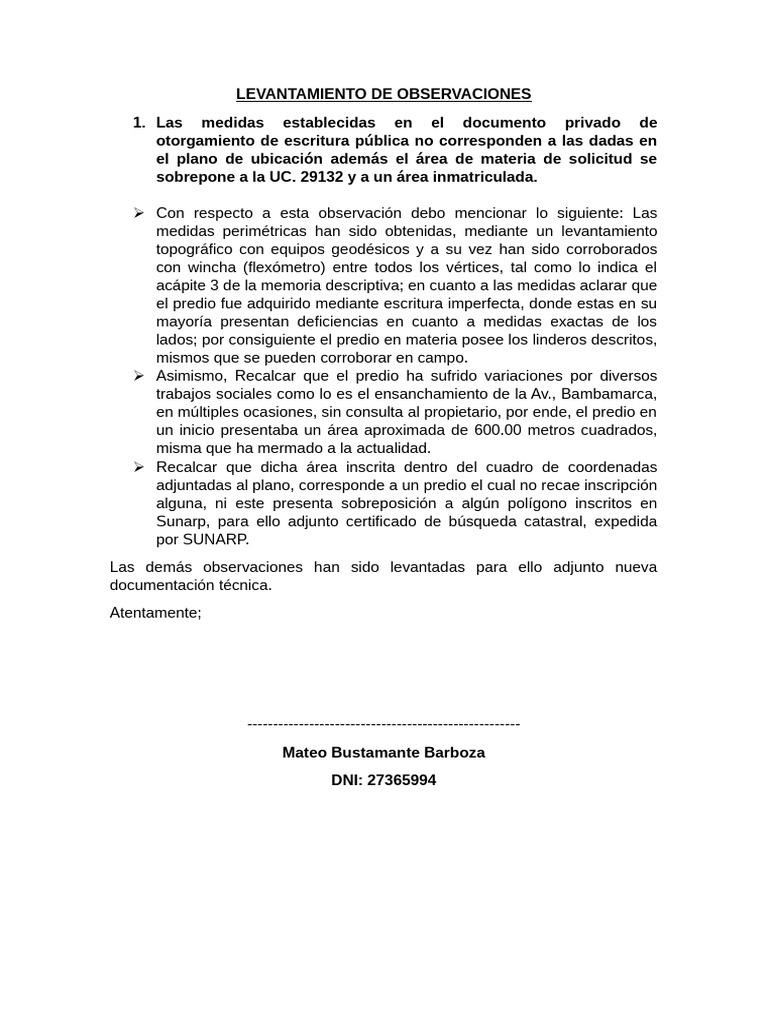 Levantamiento de Observaciones | PDF
