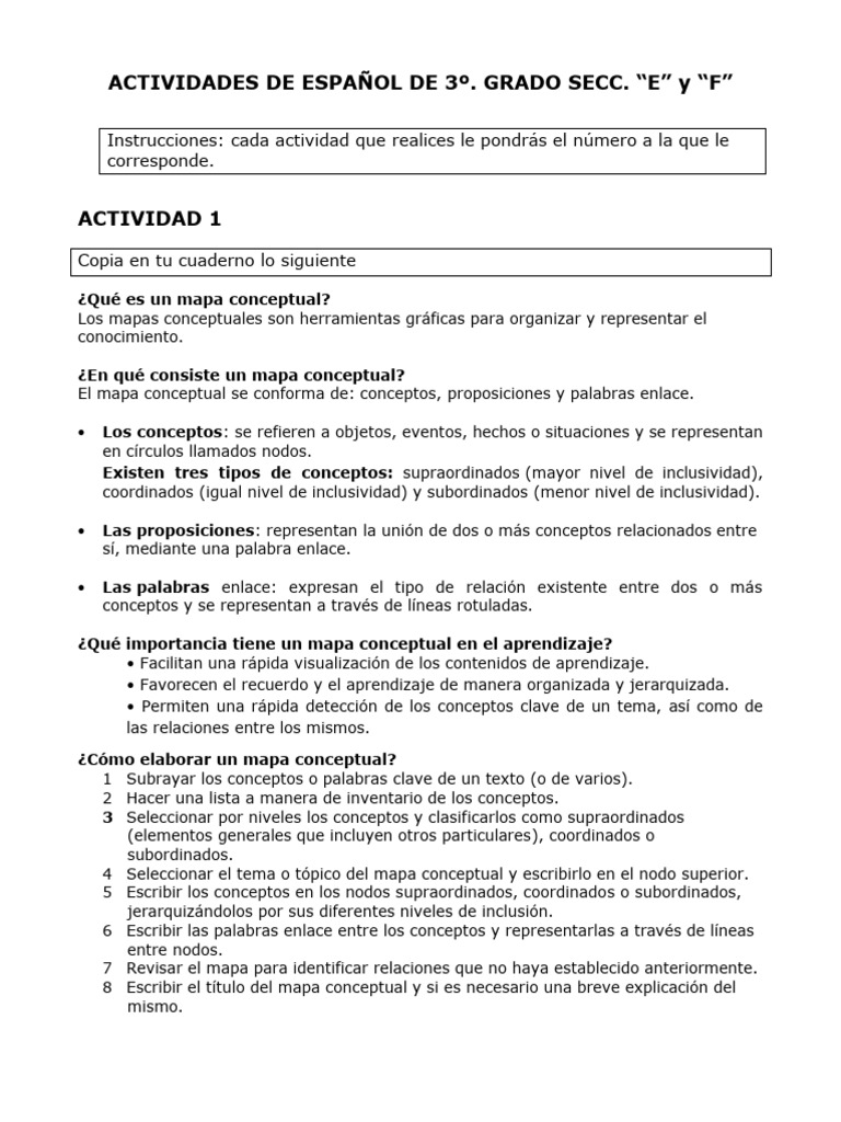Actividades de Español 3º Grado E y F | PDF | Crucigrama | Radiodifusión